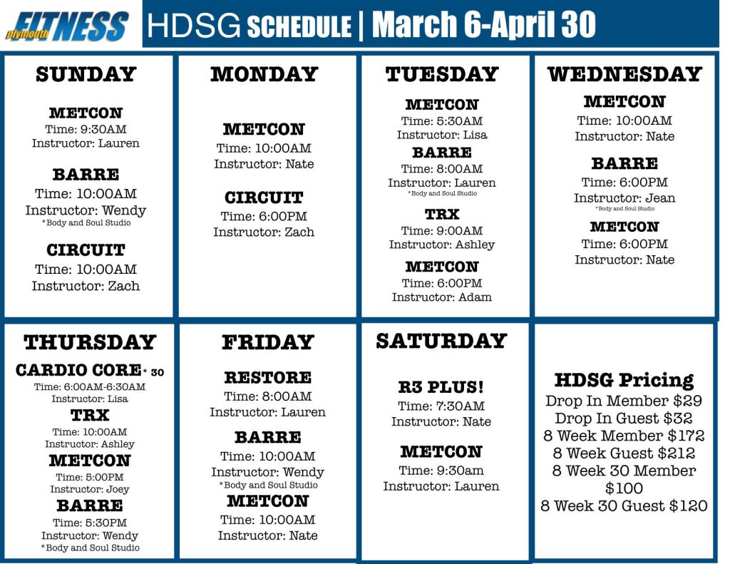 HDSG - Small Group Training. New Groups Starting March 6th! - Plymouth ...