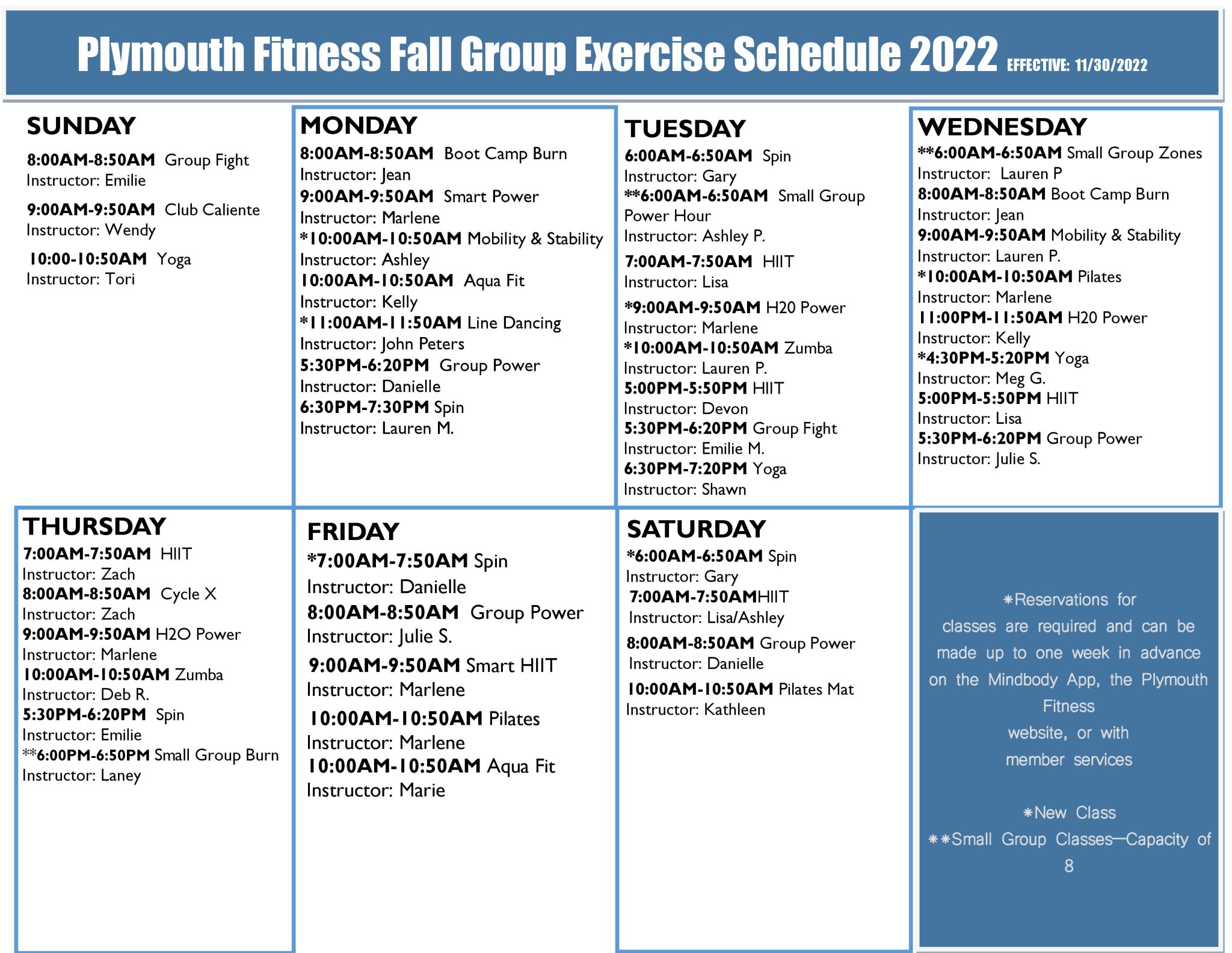 Group Exercise Schedule - Plymouth Fitness